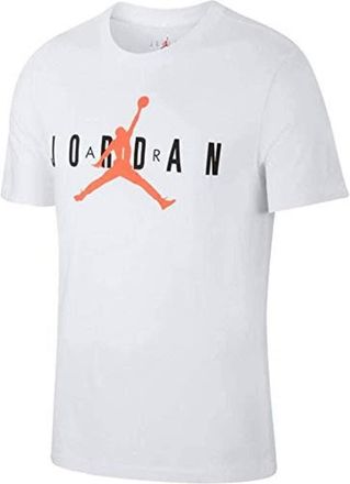 Nike Nike Herren T-Shirt M J SS CTN JRDN AIR WRDMRK, White/Black/Infrared 23, XL, CK4212