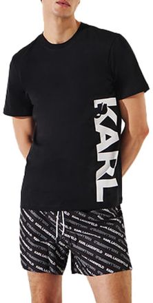 Karl Lagerfeld LAGERFELD B.V Mens Lagerfeld, Karl Vertical Logo T-Shirt, Schwarz, M