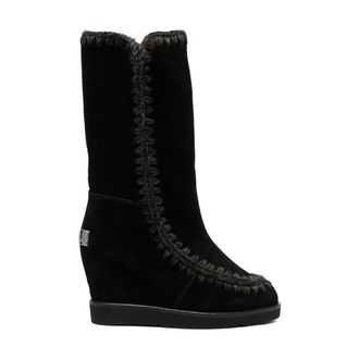 Mou Schwarze Wildleder Franz&ouml;sische Zehen Lange Stiefel - - Shoes - Damen - Schwarzk - 39 EU