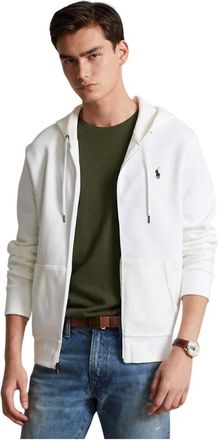 Polo Ralph Lauren Homme, Sweatshirts et sweats &agrave; capuche, Blanc, Taille: XS Sweat &agrave; Capuche Double Tricot avec Fermeture &Eacute;clair