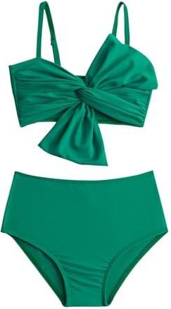 Generic Ensemble bikini pour femme - &Eacute;l&eacute;gant et sexy - Deux pi&egrave;ces - Col en V - Triangle - Push Up - Maillot de bain incurv&eacute; - Haut de bikini avec rembourrage