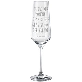 Mr. & Mrs. Panda Sektglas Spruch Sektglas Freude - Geschenk, Feiern, Flute Glas, schenken, Vintage, Erinnerung, Moment, verschiedene Produkttypen, Sektflöte, Sektkelch