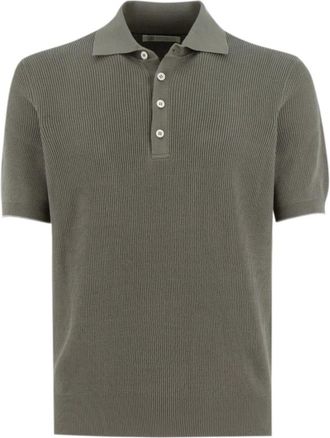 Brunello Cucinelli Homme, Tops, Gris, Taille: XL Polo en maille de coton fin