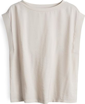 OPUS Damen Kurzarmshirt | SILKISI Regular Boxy Shirt im Materialmix Natural Glaze, 44