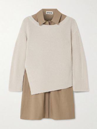 Staud Dane Mehrlagiges Minikleid Aus Twill Und Einer Wollmischung - Elfenbein