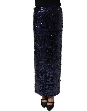 Dolce & Gabbana Sequin-Embellished Skirt - Navy