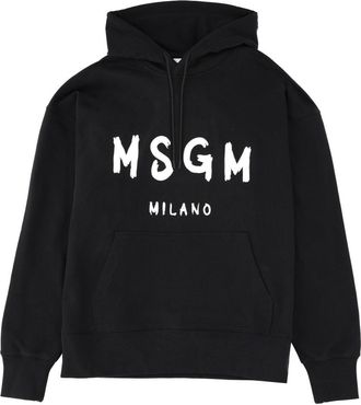 Msgm Logo-Embroidered Cotton Sweatshirt - Black