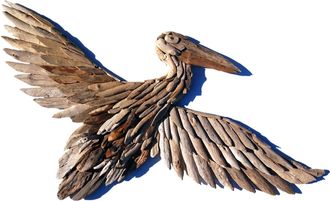 Seestern Sportswear SEESTERN Treibholz Deko Pelikan (108 cm) Motiv Wanddeko Driftwood Holzdeko /2348