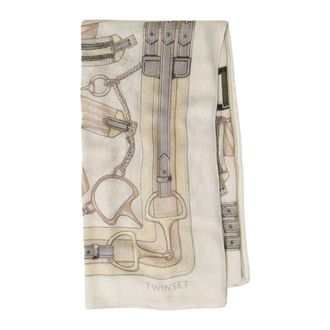 Twinset Femme, Accessoires, Beige, Taille: ONE Size &Eacute;charpe Imprim&eacute;e Cha&icirc;ne et Pinces
