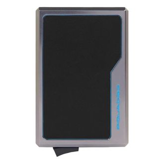 Piquadro Homme, Accessoires, Bleu, Taille: ONE Size Porte-cartes MagSafe en aluminium et cuir