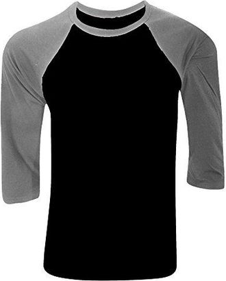 Bella + Canvas T-shirt de base-ball à manches 3/4 pour hommes - Gris - Medium