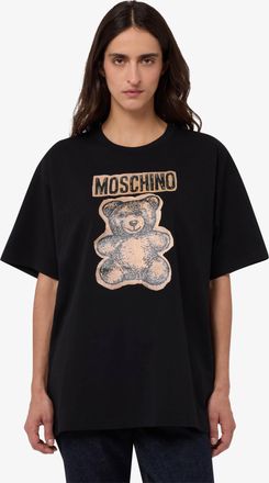 Moschino T-shirt en jersey de coton biologique Moschino Teddy Bear - Noir