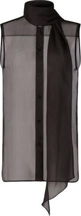 Nina Ricci Femme, Tops, Noir, Taille: 44 FR Sleeveless -Bow Shirt