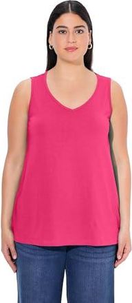 Ulla Popken T-Shirt Classique sans Manches pour Femme avec col en V, Rose Magenta, 48-50