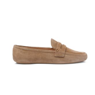 Gianvito Rossi Beige Loafers mit Goldfarbenem Logo-Plaque - - Shoes - Damen - Beige - 41 EU