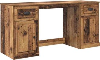 vidaXL Vidaxl - Bureau droit avec armoire et tiroir en bois ding&eacute;nierie - Dimensions 154,5 x 50 x 75 cm - Design mural moderne pour espace optimis&eacute;