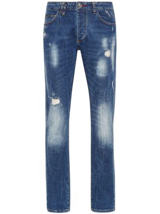 Philipp Plein jean slim Lion Circus - Bleu