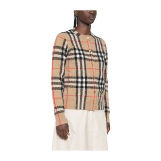 Burberry Femme, Pulls, Beige, Taille: 40 FR Cardigan &agrave; carreaux