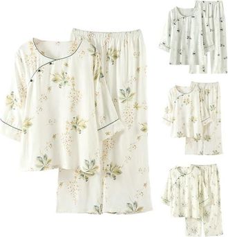 Generic Ensemble de v&ecirc;tements de nuit tiss&eacute;s de couleur r&eacute;tro pour femmes, ensembles de v&ecirc;tements de nuit imprim&eacute;s pour femmes, ensemble de v&ecirc;tements de nuit 