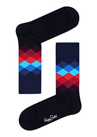 Happy Socks Faded Diamond, Chaussettes Femme, Multicolore (Multi Dunkel Blau 069), Taille Unique (Taille du fabricant: 36-40)