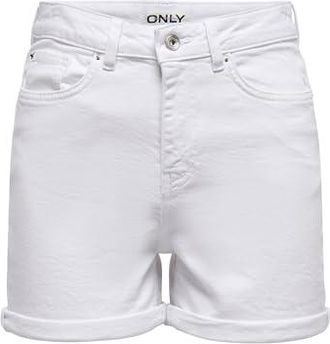 Only Only Onljosephinestretch DNM Azg Noos Short en Jean pour Femme avec Coupe Normale et Passants de Ceinture, Blanc/Denim, S