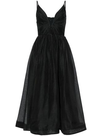 Zimmermann Illustration Midikleid mit V-Ausschnitt - Schwarz