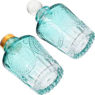 SOLUSTRE 1 Satz Aromatherapie Flaschen Aus Grünem Geschnitztem Glas Nachfüllbare Duftflaschen Für Ätherische Öle Kompakt Leicht Sicher Dekorativ Für Zuhause Un