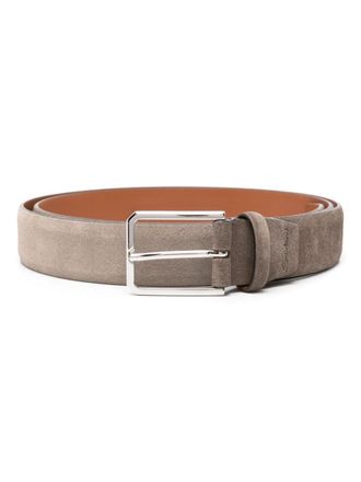 Santoni G&uuml;rtel aus Wildleder mit Logo-Pr&auml;gung - Grau