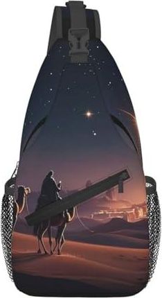 Generic Sac &agrave; dos &agrave; bandouli&egrave;re pour homme Motif cr&egrave;che de No&euml;l