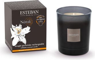 Esteban Paris Parfums Nachf&uuml;llbare Duftkerze 180g - Neroli-Duft - Hochwertiges Wachs - Handgefertigt - &Uuml;ber 35 Stunden Duft - 98% nat&uuml;rliche Inhaltsstoffe