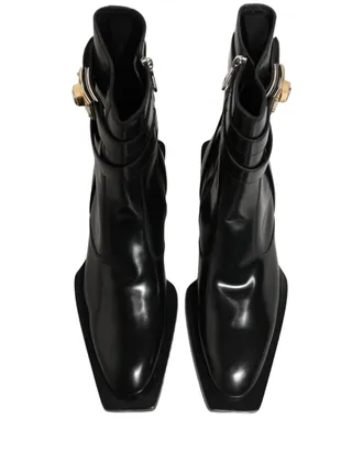 Dolce & Gabbana Gold-Strap Leather Boot - Black