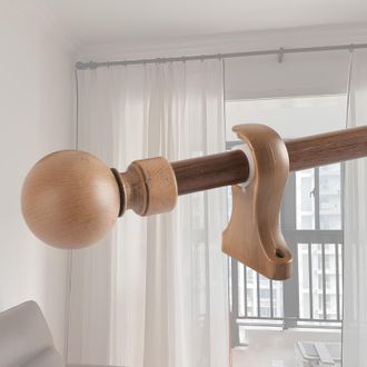 Generic 70 cm Lange Gardinenstange F&uuml;r Die Wandmontage, Holzmaserungs-Design, Aluminiummaterial, R&ouml;mische Vorhangstange F&uuml;r Wohnzimmer, Schlafzimmer, B&uuml;ro-Rau
