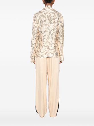 Forte_Forte Feather-Print Fringed Shirt - Cream