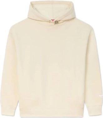 Kenzo Femme, Sweatshirts et sweats &agrave; capuche, Beige, Taille: 40 FR Felpa oversize cappuccio e spilla in cotone Boke Flower