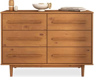 IDIMEX Kommode TECCA mit 6 Schubladen, Eiche Farben - Schubladenschrank aus massivem Kiefernholz, Lange Holzgriffe, Stauraum f&uuml;r Schlafzimmer Wohnzimmer Flur
