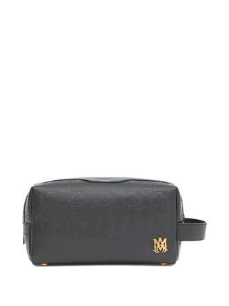 Amiri logo leather toiletry bag - Noir