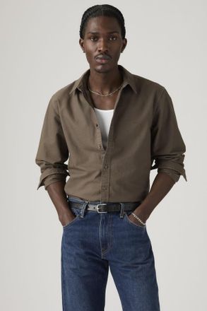 Levi's Chemise Col Boutonn&eacute; Authentic - Homme - Marron / Khaki Green Garment Dye - XS