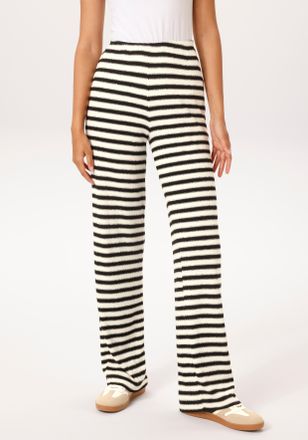 Aniston Schlupfhose ANISTON CASUAL, Damen, Gr. 40, N-Gr, wollwei&szlig;, schwarz, Strick, Obermaterial: 51% Viskose, 44% Polyester, 5% Elasthan, geringelt, gestreif