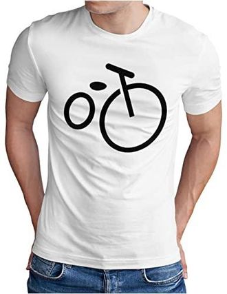 OM3 Minimalistic Bicycle T-shirt de v&eacute;lo - Homme - Cyclisme Cyclisme - S - 5XL, Blanc., XL
