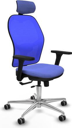 Piqueras y Crespo Ergonomischer Computerstuhl mit 3D-Armen, h&ouml;henverstellbare Lendenwirbelst&uuml;tze und h&ouml;henverstellbares Kopfteil, Blau / Hellblau