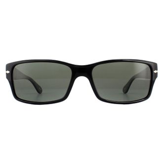 Persol Rectangle Mens Schwarz Gr&uuml;n Polarisierte Sonnenbrille