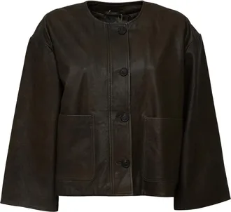Max Mara Femme, Vestes, Brun, Taille: 42 FR Veste Boxy &agrave; col rond