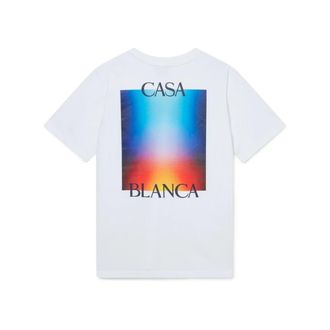 Casablanca Gradient Casa Logo T-Shirt Wei&szlig; - - Tops - Herren - Wei&szlig; - XL