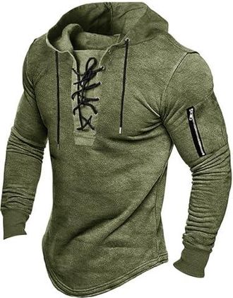 Generic Sweatshirts Homme, Vintage Bouton Print Chemise Homme T Shirt Homme Manches Longues Tendance Pull &agrave; col Montant pour Homme Automne et Hiver Vintage Pa