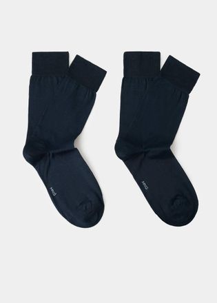 Mango Lot 2 paires de chaussettes longues coton bleu marine fonc&eacute; - Homme - 40-42 - MANGO MAN