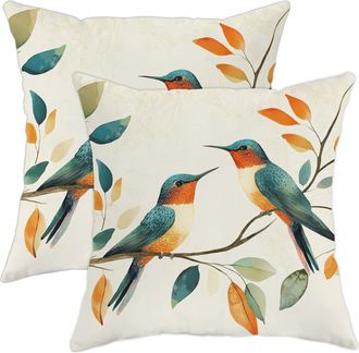 Generic Herbstkolibri Dekokissenbezug Atmungsaktiv Kissenh&uuml;lle Quadratische Kissenh&uuml;llen F&uuml;r Bett Schlafzimmer Heimdekoration 45X45Cm 2Er Set