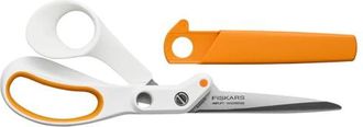 Fiskars Ciseaux de Tailleur Razor Edge, Longueur 24 cm, Lames en acier inoxydable/Poignées en plastique, Blanc/Orange, Amplify, 1070081