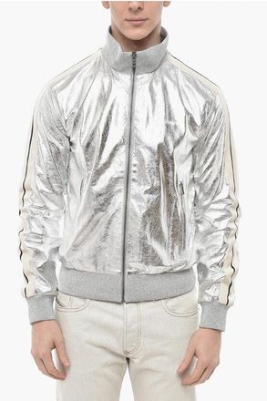 Palm Angels Lam&eacute; Leather Bomber with Track Detail size 46