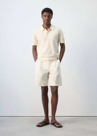 Mango Polo maille fine coton ivoire - Homme - XXL - MANGO MAN