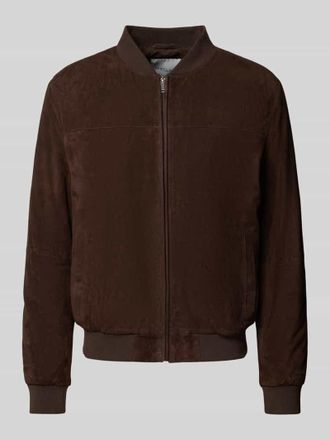 Profuomo Lederjacke mit Stehkragen und Rei&szlig;verschluss